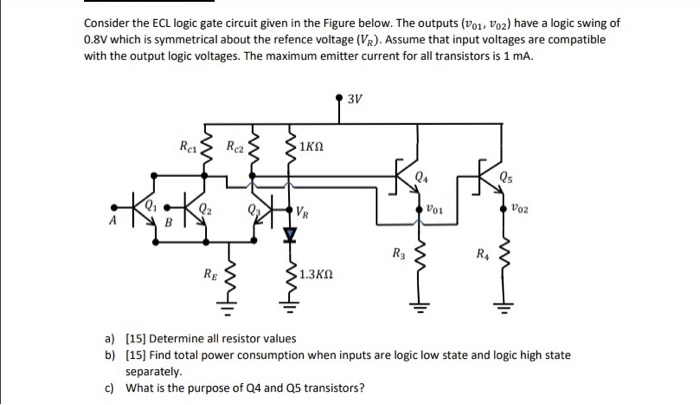 Consider the ECL logic gate circuit given in the | Chegg.com