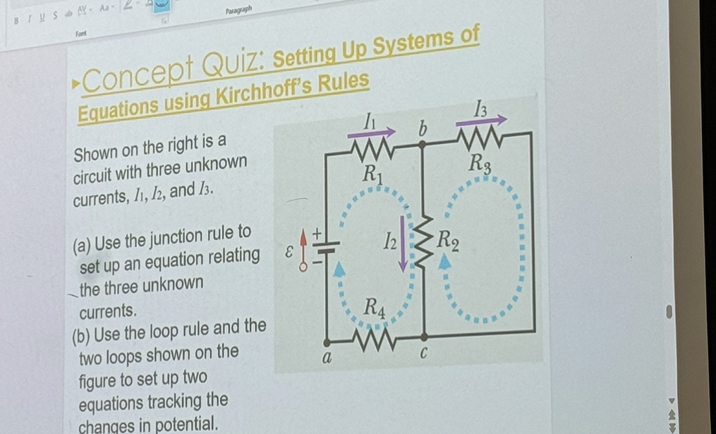 Solved Equations using Kirchhoff's RulesShown on the right | Chegg.com