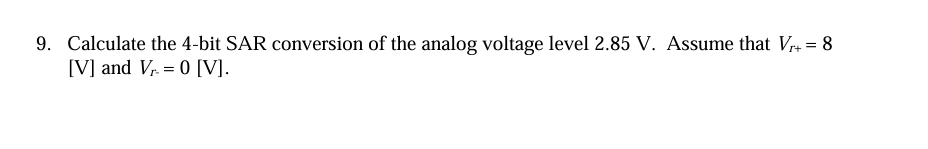 Solved Calculate the 4-bit SAR conversion of the analog | Chegg.com