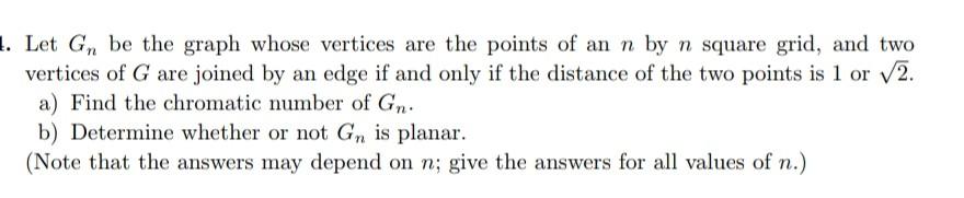 Solved Let Gn be the graph whose vertices are the points of | Chegg.com