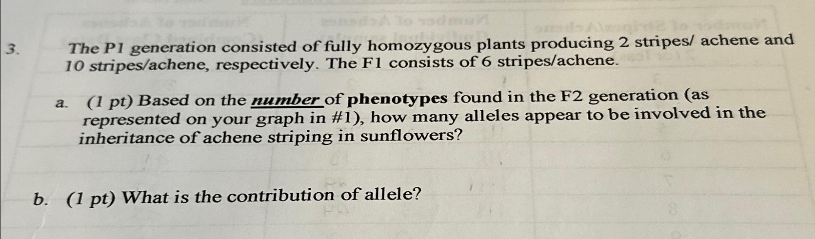 Solved The P1 ﻿generation consisted of fully homozygous | Chegg.com