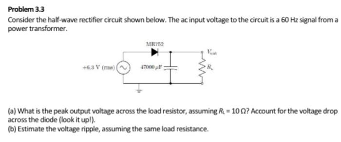 Solved Consider the half-wave rectifier circuit shown below. | Chegg.com