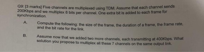 last Five channels are multiplexed using TDM. Assume | Chegg.com
