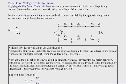Solved Current and Voltage divider formulas Applying the | Chegg.com