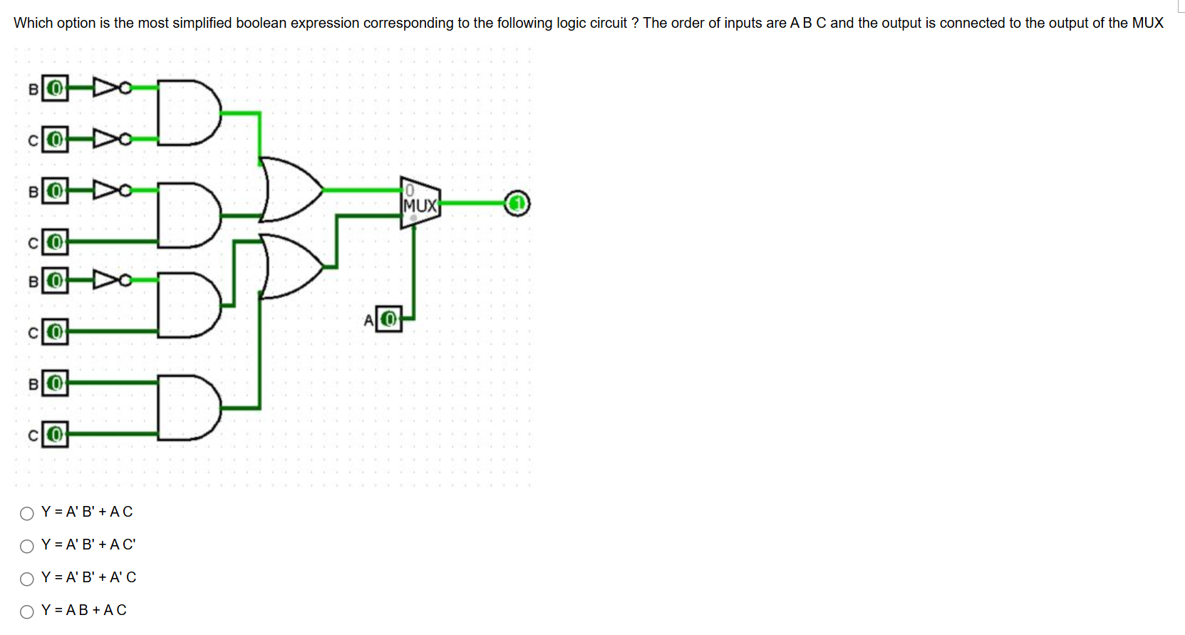 Solved Which option is the most simplified boolean | Chegg.com