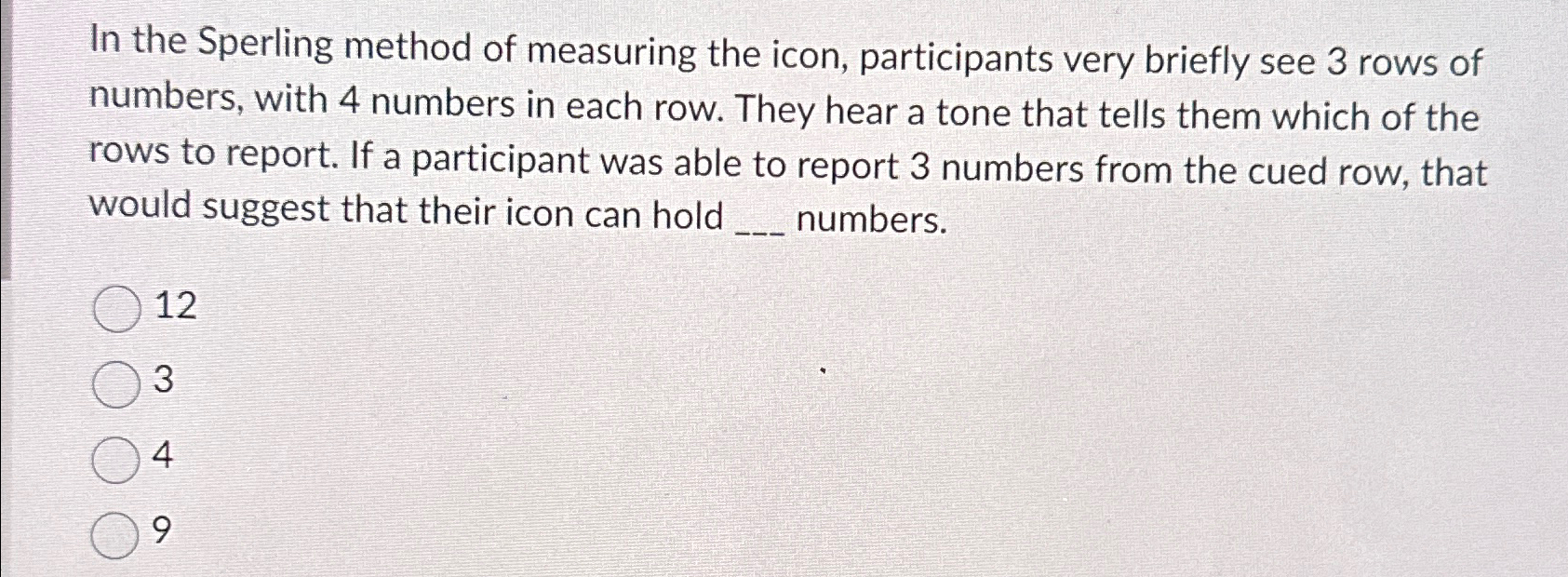 In the Sperling method of measuring the icon, | Chegg.com