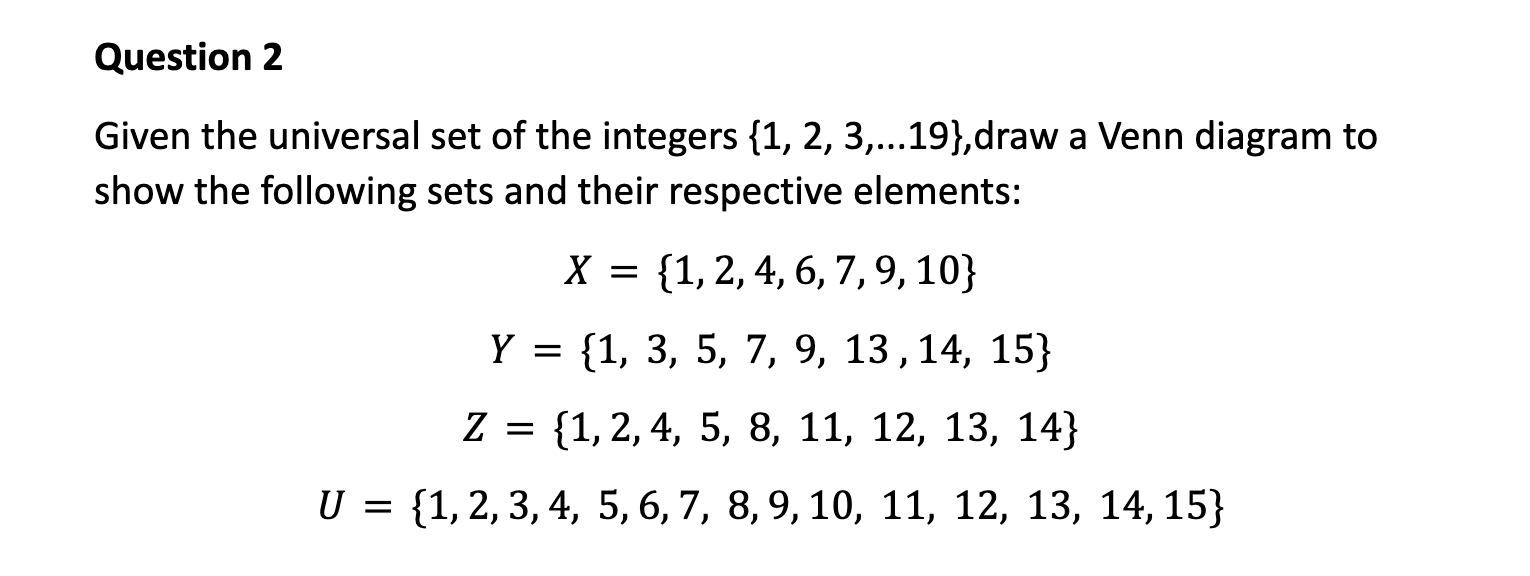 Solved Question 2Given the universal set of the integers | Chegg.com