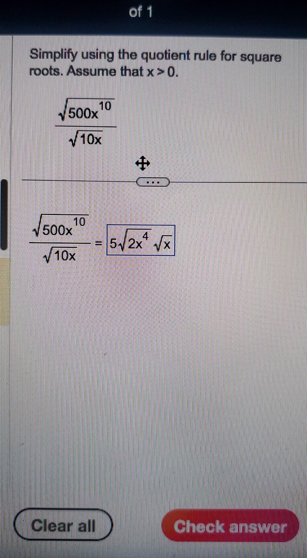 Solved Simplify using the quotient rule for square roots. | Chegg.com