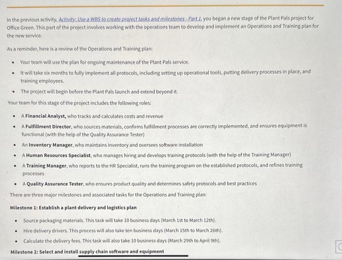 Peer-graded Assignment: Activity: Estimate a project | Chegg.com