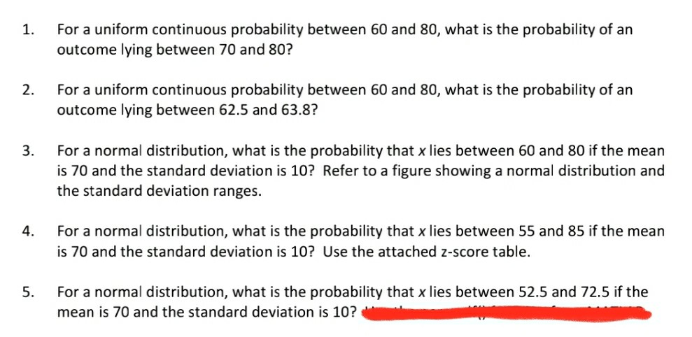 Solved 1. For a uniform continuous probability between 60 | Chegg.com