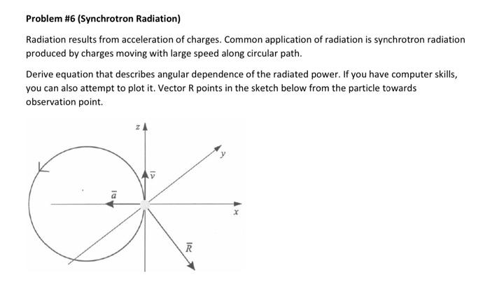 Solved Problem \#6 (Synchrotron Radiation) Radiation results | Chegg.com