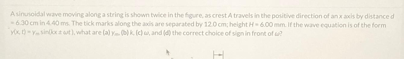 Solved A sinusoidal wave moving along a string is shown | Chegg.com