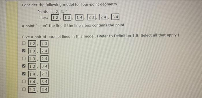 Solved Consider the following model for four-point geometry. | Chegg.com