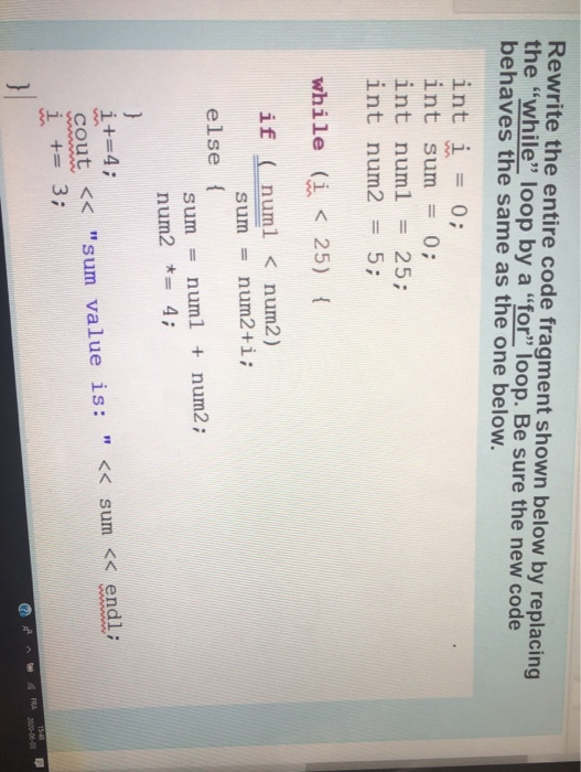 Solved Rewrite the entire code fragment shown below by | Chegg.com