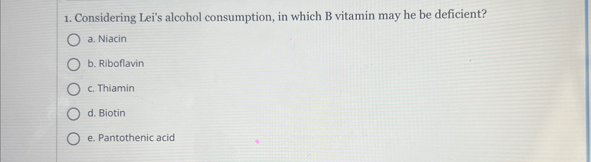 Solved Considering Lei's alcohol consumption, in which B | Chegg.com