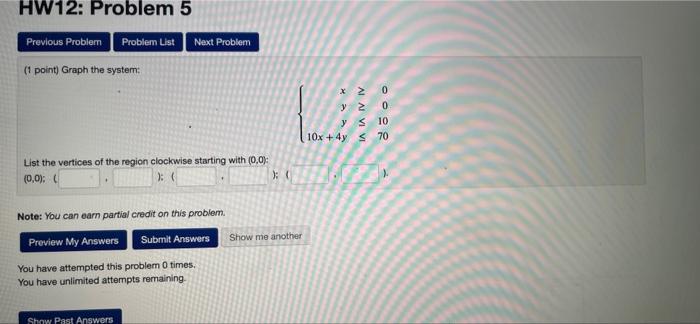 Solved HW12: Problem 5 Previous Probler Next Problem (1 | Chegg.com