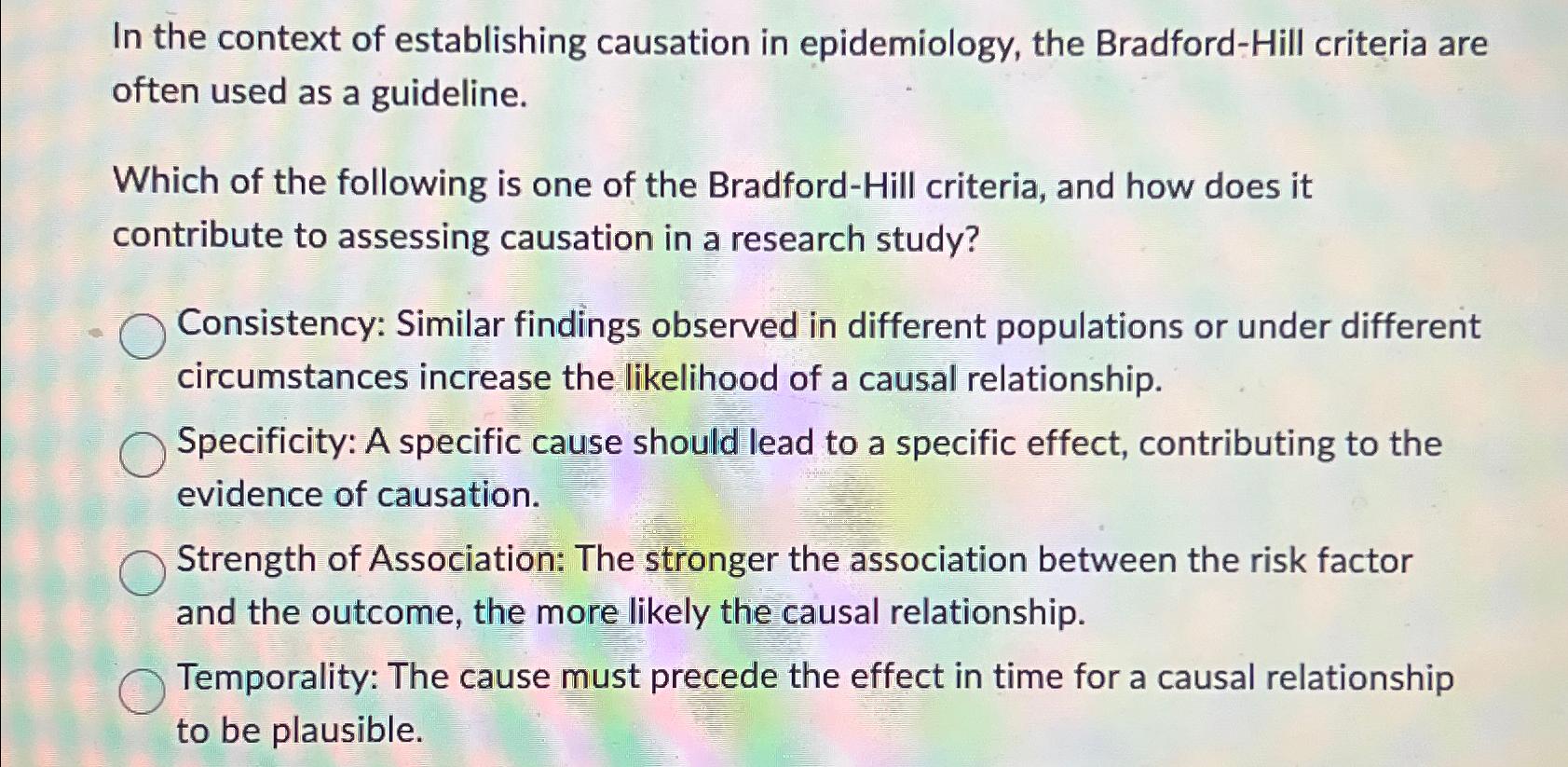 Solved In the context of establishing causation in | Chegg.com
