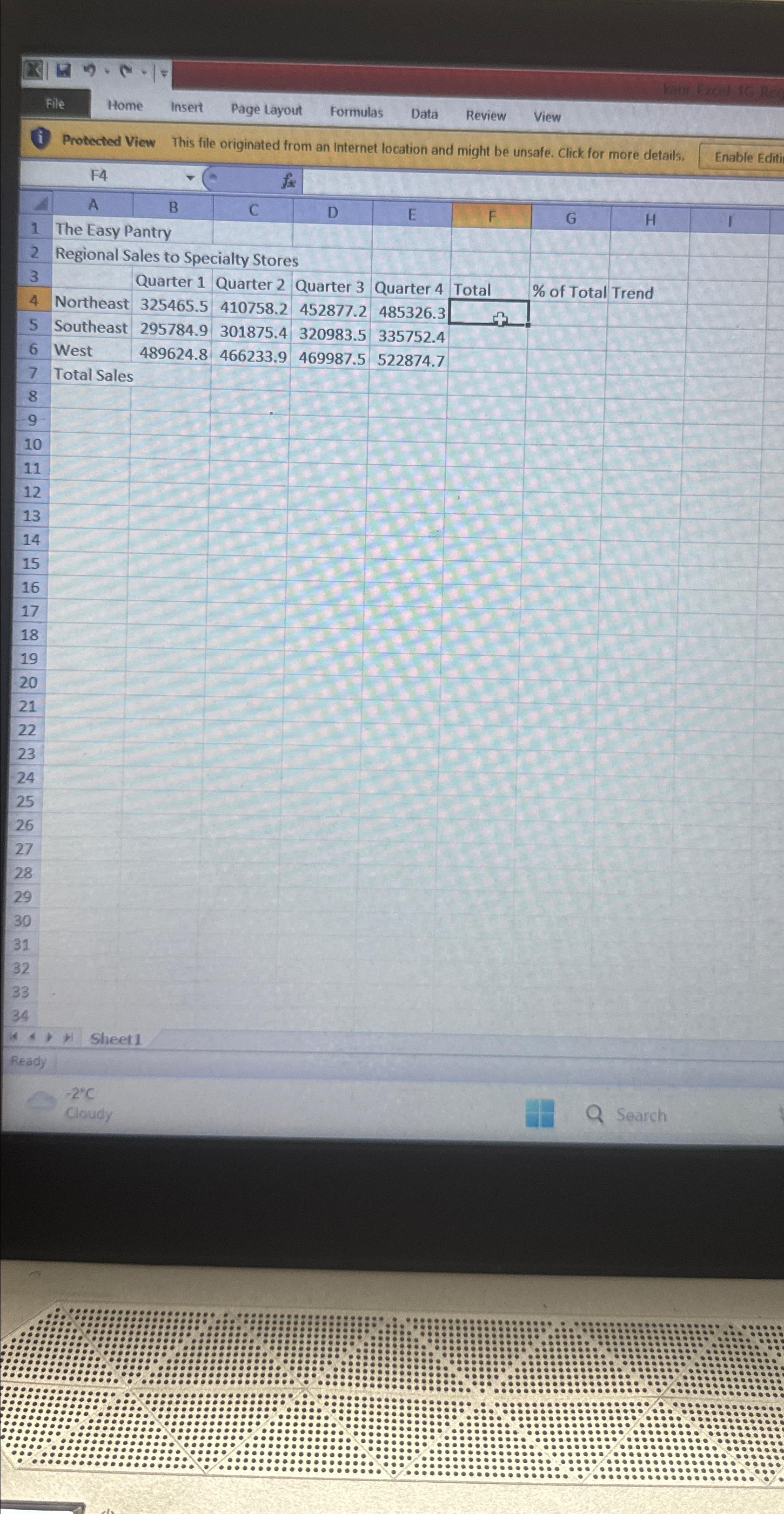 Solved Protected View This file originated from an Internet | Chegg.com