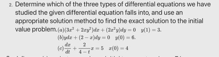 Solved 2. Determine which of the three types of differential | Chegg.com