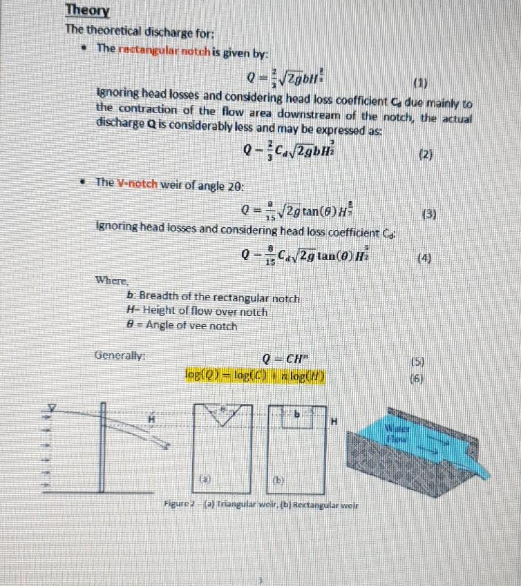 Objectives To determine the head - discharge | Chegg.com