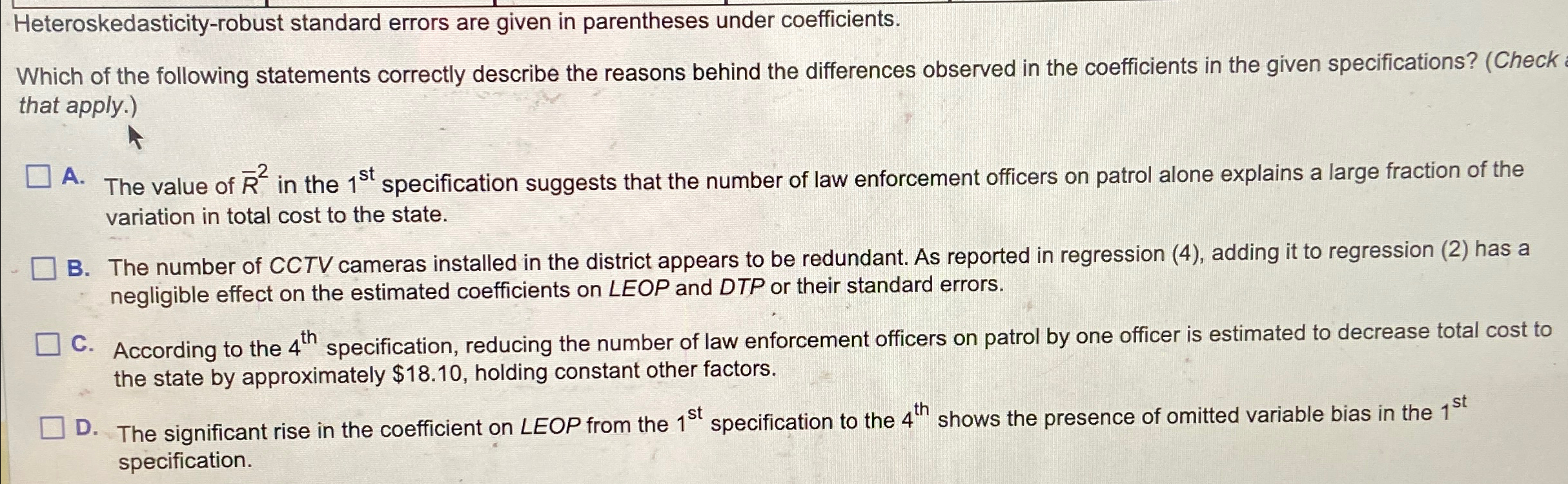 Solved Heteroskedasticity-robust standard errors are given | Chegg.com