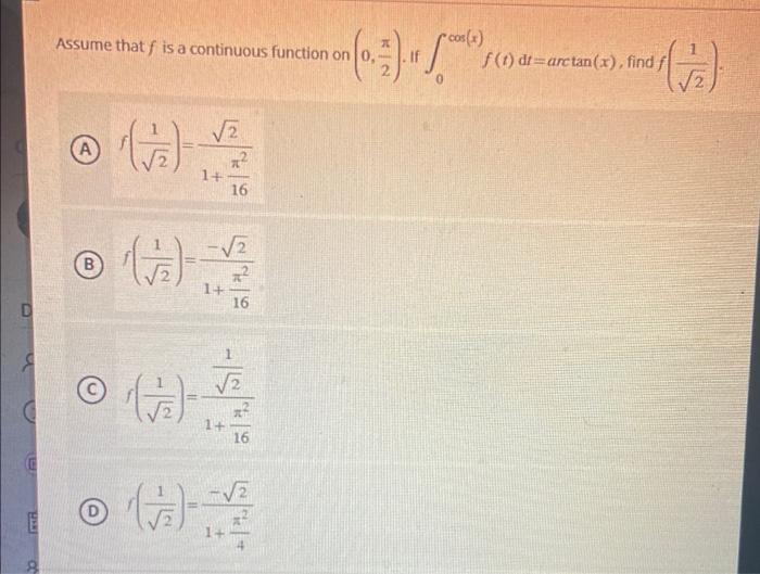 Solved Assume that f is a continuous function on (0,2π). If | Chegg.com