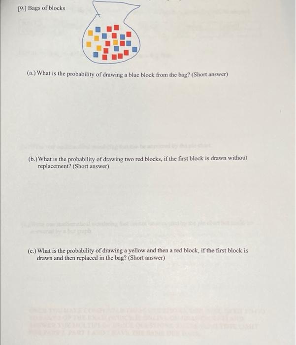 Solved [9.) Bags of blocks (1.) What is the probability of | Chegg.com