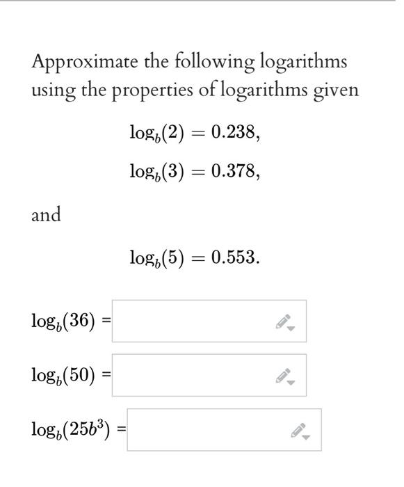 Solved Approximate the following logarithms using the | Chegg.com