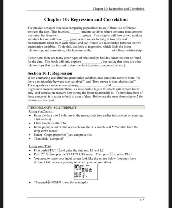 Chapter 10: Regression and Correlation Chapter 10: | Chegg.com