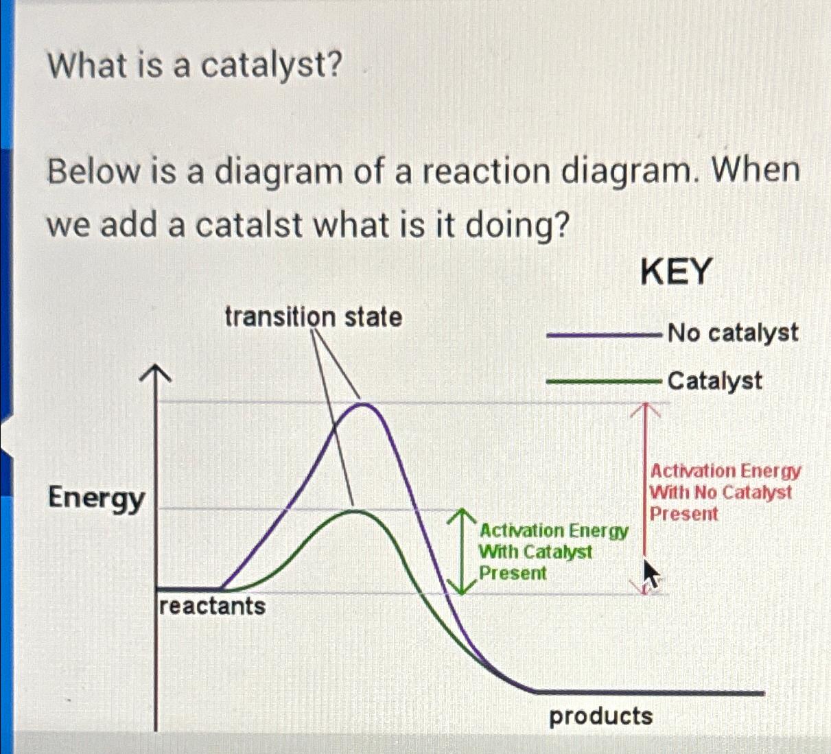 What is a catalyst?Below is a diagram of a reaction | Chegg.com