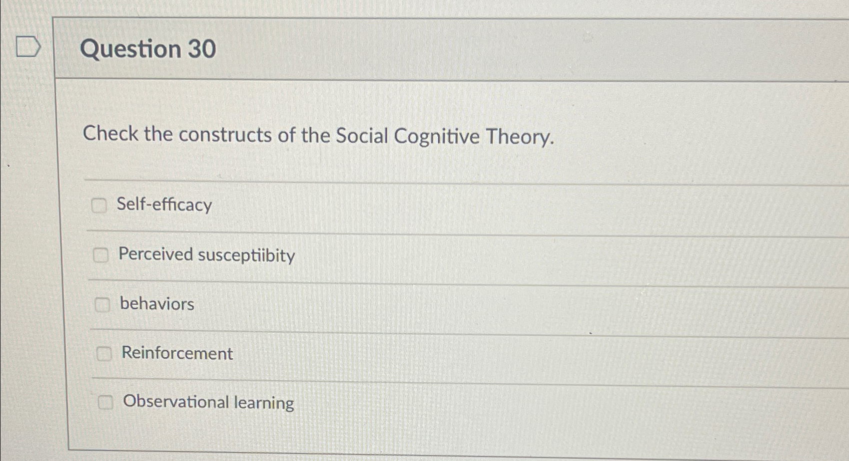 Solved Question 30Check the constructs of the Social | Chegg.com