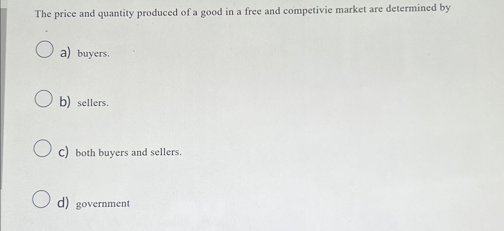Solved The price and quantity produced of a good in a free | Chegg.com
