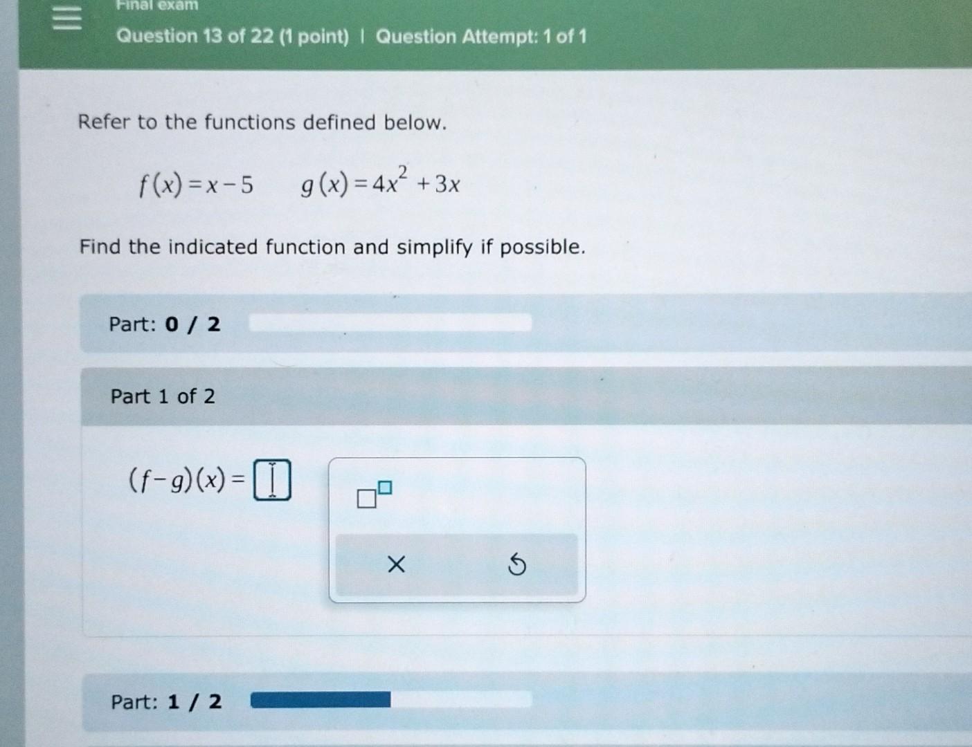 Solved Also find list any domain restrictions (f-g) (x). if | Chegg.com