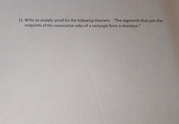 Solved 11. Write an analytic proof for the following | Chegg.com