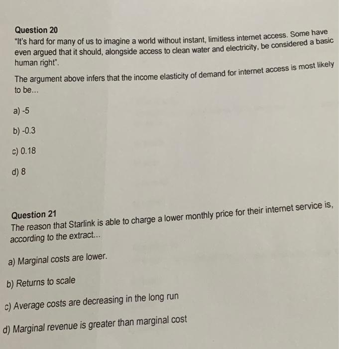 Solved Question 20 "It's hard for many of us to imagine a | Chegg.com