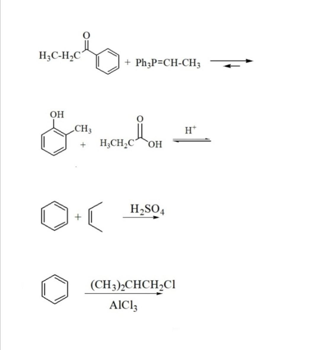 Solved H3C-H2C + Ph3P=CH-CH3 OH CH3 Η΄ H2CH2COH H2SO4 D+1 | Chegg.com
