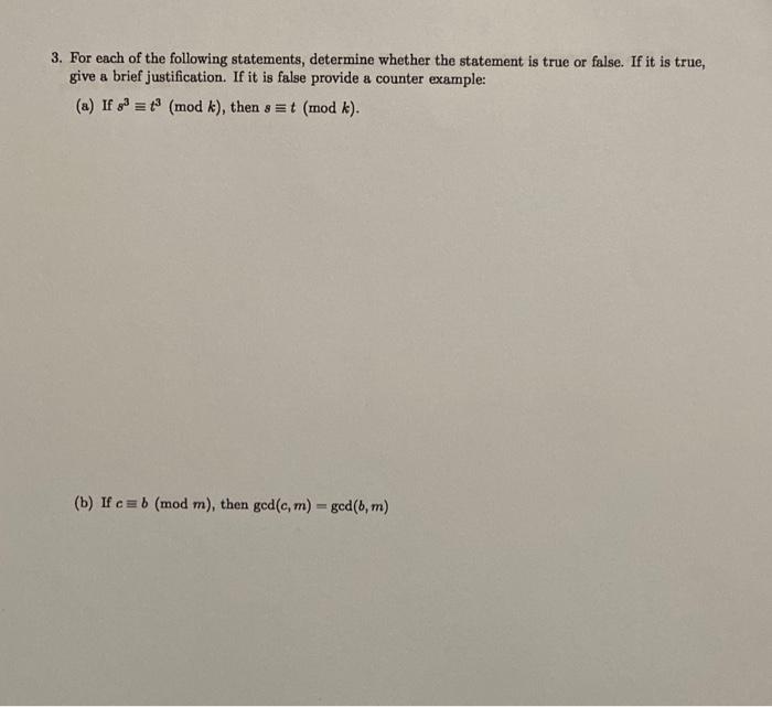 Solved 3. For each of the following statements, determine | Chegg.com