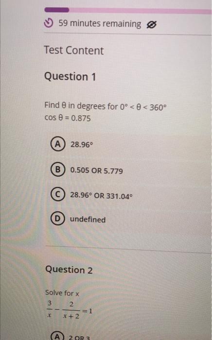 Solved Find θ in degrees for 0∘