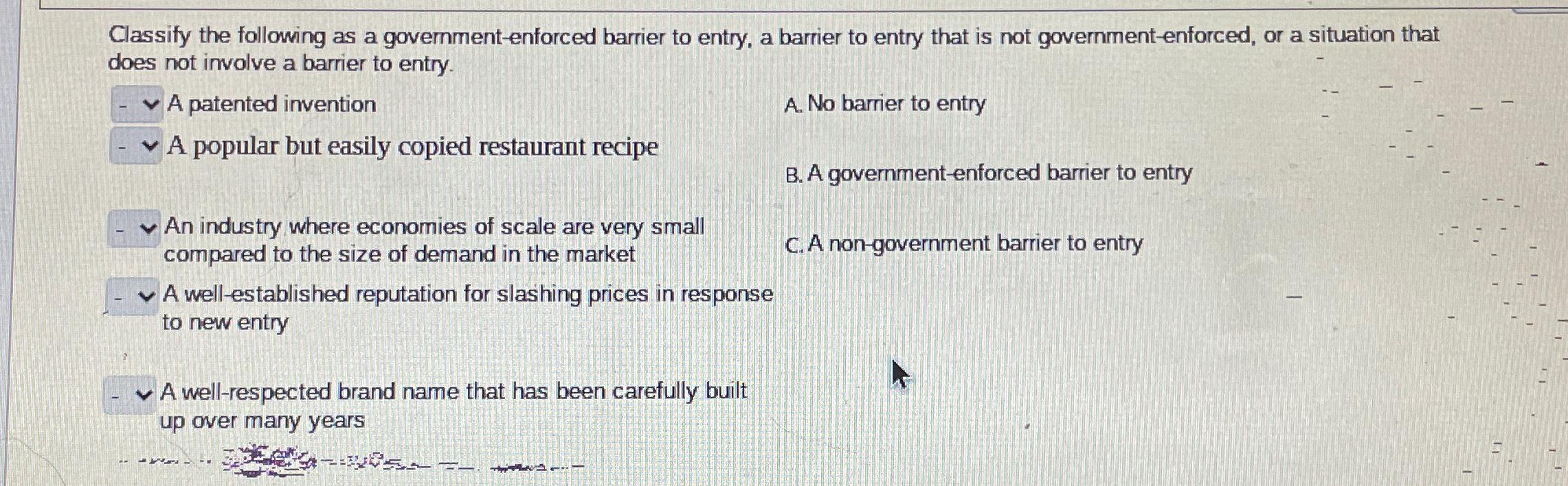 Solved Classify the following as a govemment-enforced | Chegg.com
