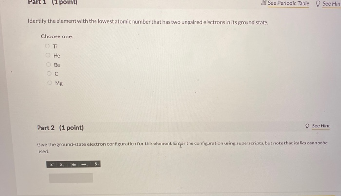 Solved Part 1 (1 point) İl See Periodic Table See Hin | Chegg.com