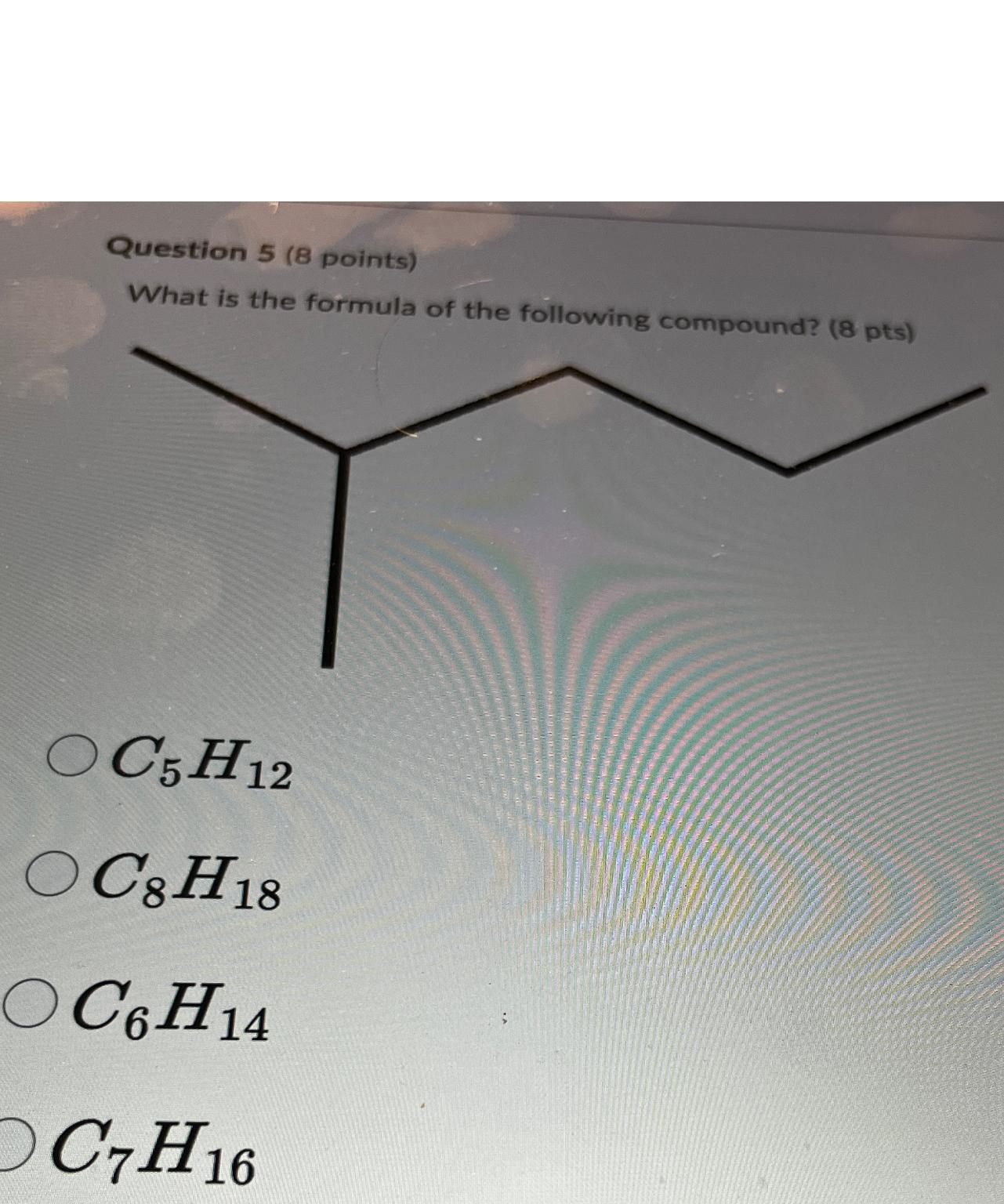 Solved Question 5 ( 8 ﻿points)What is the formula of the | Chegg.com