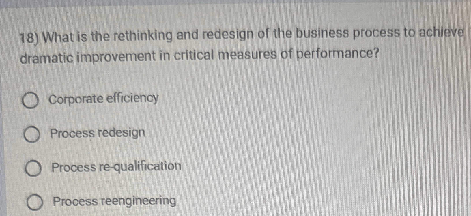 Solved What is the rethinking and redesign of the business | Chegg.com