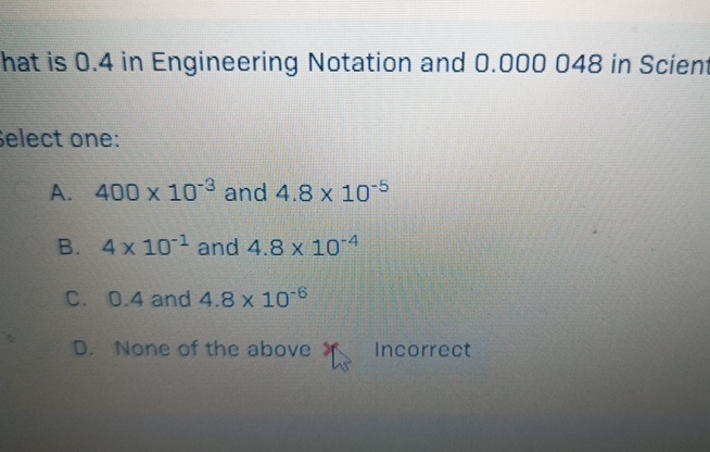Solved hat is 0.4 ﻿in Engineering Notation and 0.000048 ﻿in | Chegg.com