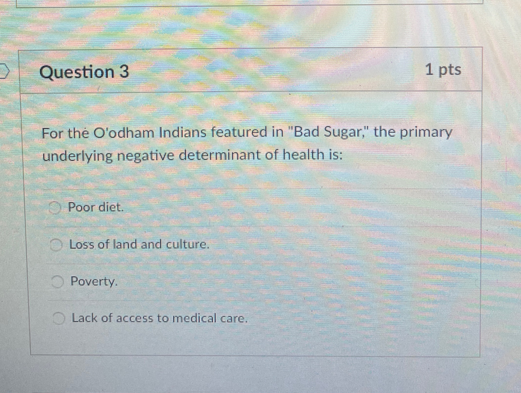 Solved Question 31 ﻿ptsFor the O'odham Indians featured in | Chegg.com