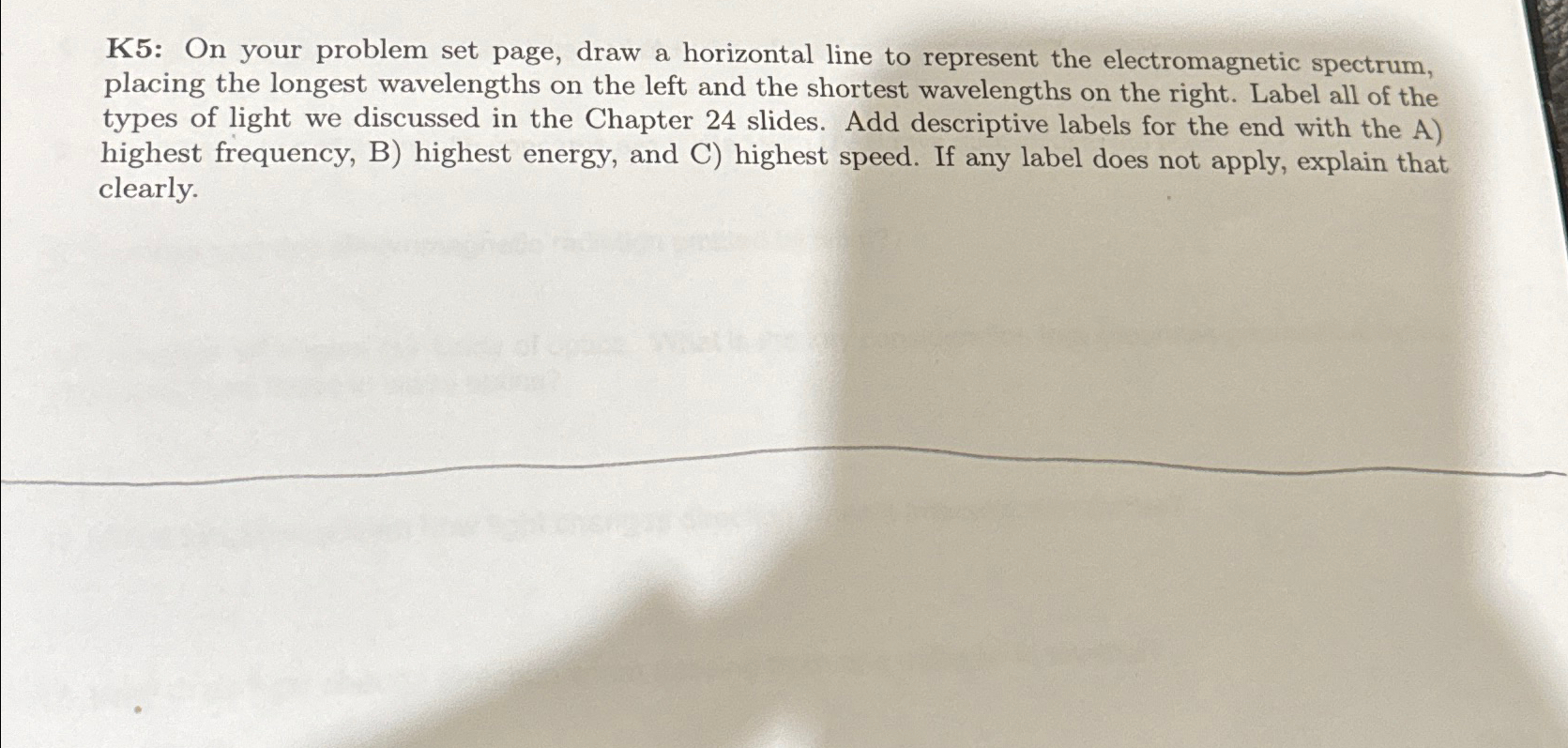 Solved K5: On your problem set page, draw a horizontal line | Chegg.com