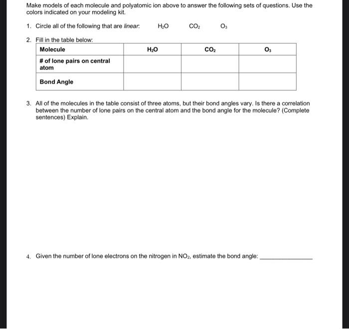 Solved Make models of each molecule and polyatomic ion above | Chegg.com