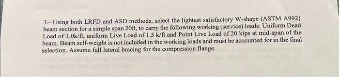 Solved 3.- Using both LRFD and ASD methods, select the | Chegg.com
