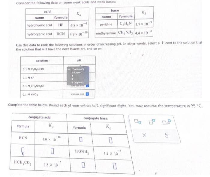 Solved Consider the following data on some weak acids and | Chegg.com