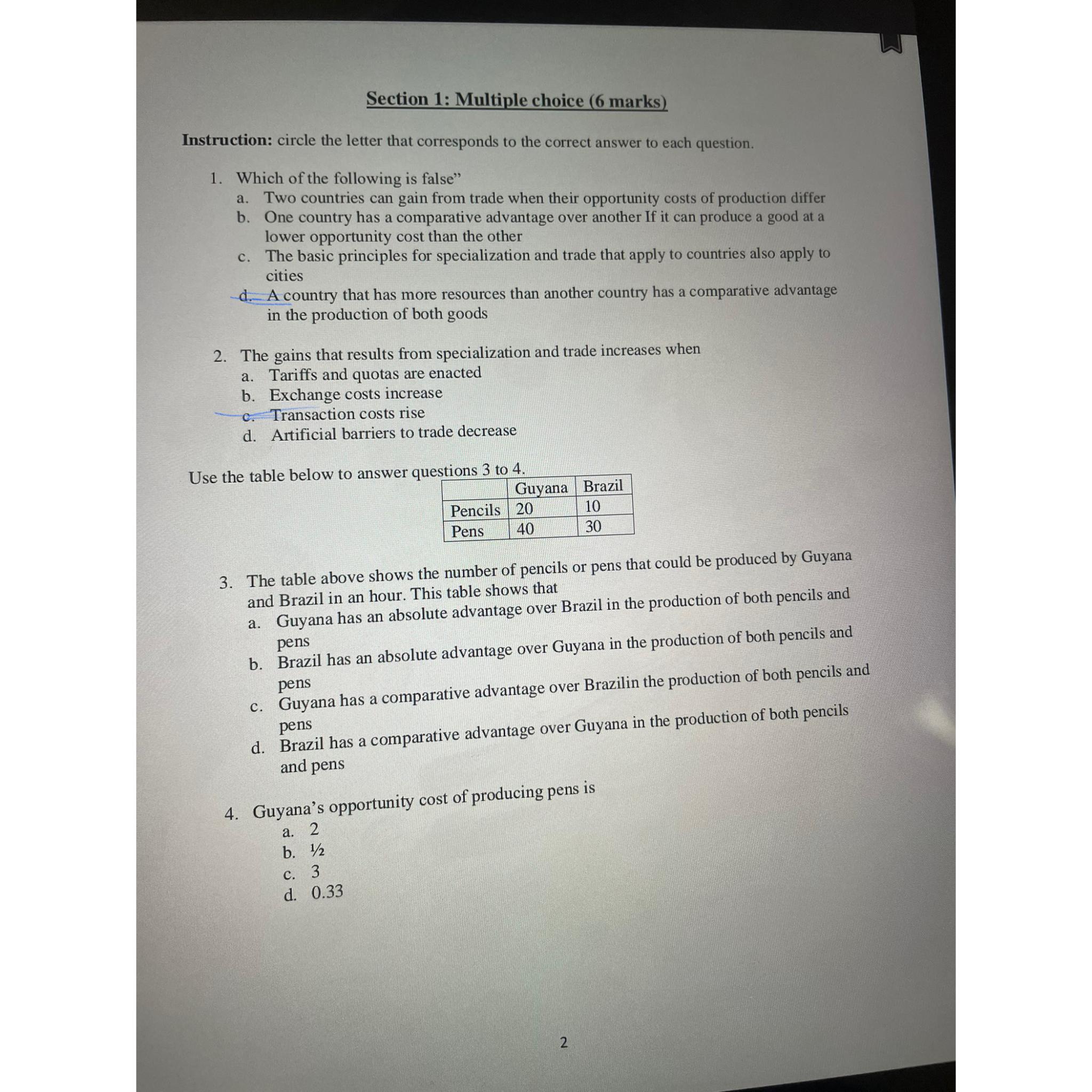 Solved Section 1: Multiple choice (6 ﻿marks)Instruction: | Chegg.com