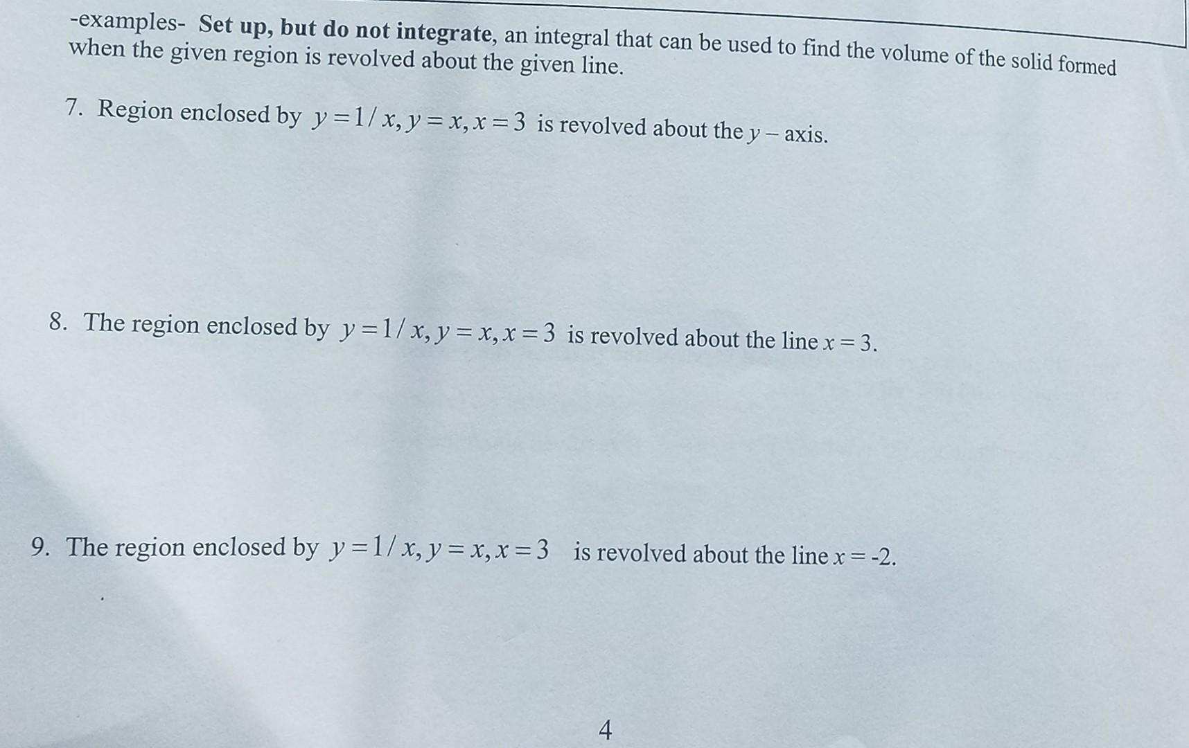 Solved -examples- Set up, but do not integrate, an integral | Chegg.com